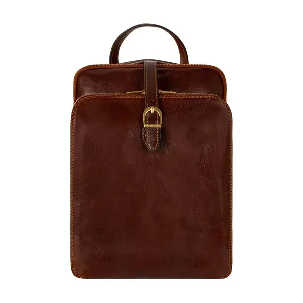 TIME RESISTANCE Convertible Leather Backpack Shoulder Bag Clarissa - Brown