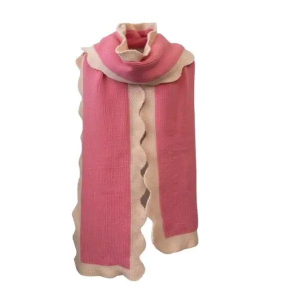 Saachi Scallop Trim Knit Scarf - Pink