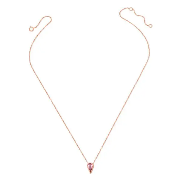 HEATHER HAWKINS Tourmaline Lotus Fine Pendant Necklace Rose Gold November Birthstone - Pink