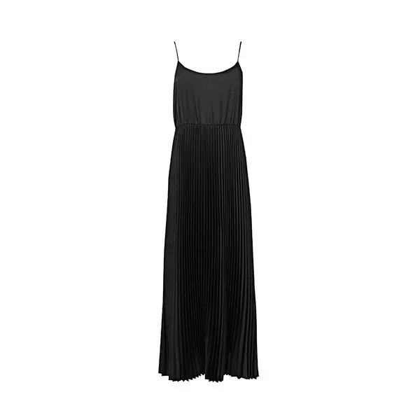 ROCH PEREL Satin Pleated Slip Dress - Black