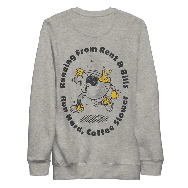 ANCHOR & CREW Heather Gustatory Coffee Over Bills Cotton Blend Embroidered Sweatshirt - Grey