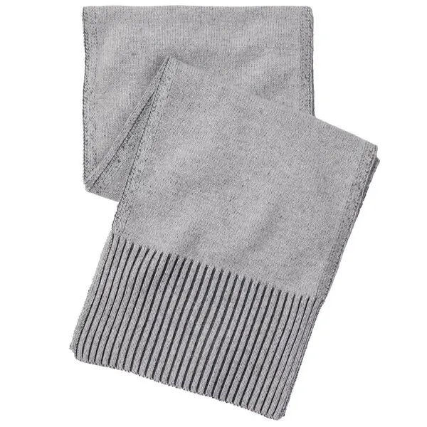 SALTS CASHMERE Scarf With Rib Trim Marl - Grey