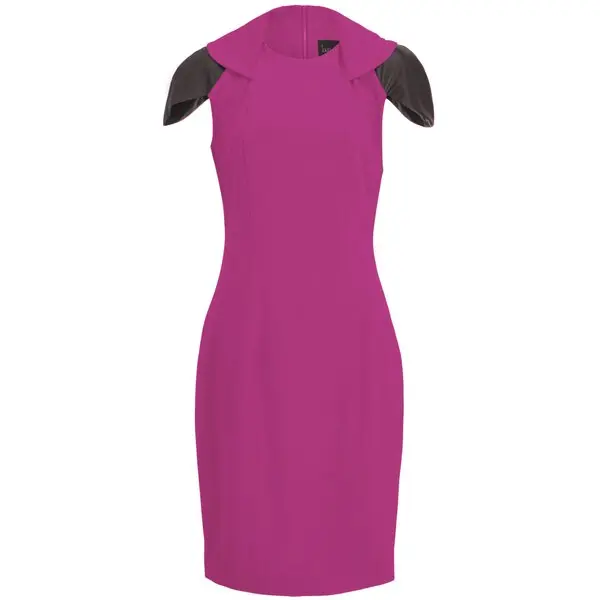 Layo G Stretch Zip Collar Midi Dress Platinum - Pink