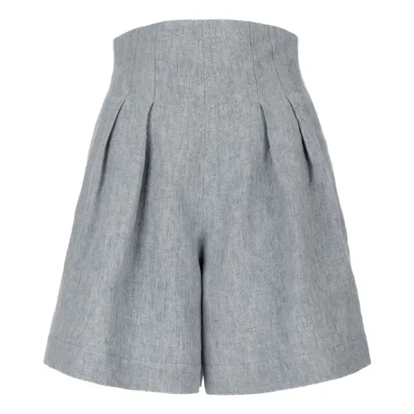 JANA COSHÈ High Waisted Linen Pleated Shorts