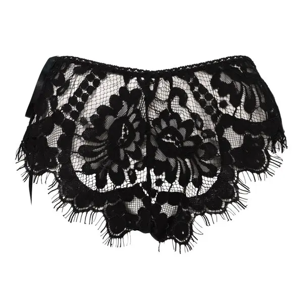 BELLE ET BON BON Suki Super Soft Eyelash-lace French Knicker With Tie Side To - Black