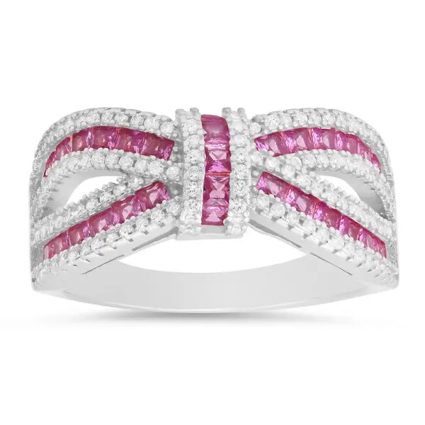 KYLIE HARPER Sterling Pink Sapphire Love Knot Ring - Silver