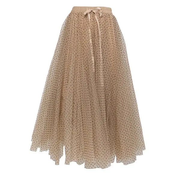 TANTRA SPAIN SL Neutrals Tulle Skirt With Polka Dots And Elastic Waistband - Beige