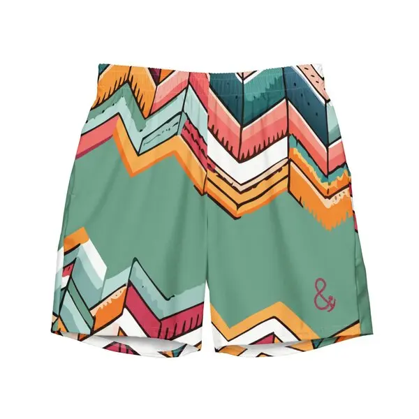 ANCHOR & CREW Vibrant Motif Pattern Recycled Fabric Swim Shorts - Green