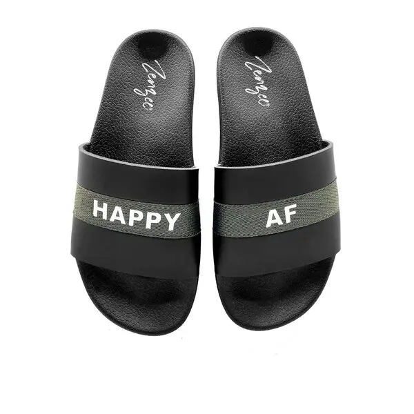 ZENZEE White / Black Happy Af Slide Sandals - White/black