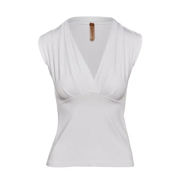 CONQUISTA Faux Wrap Sleeveless Top - White