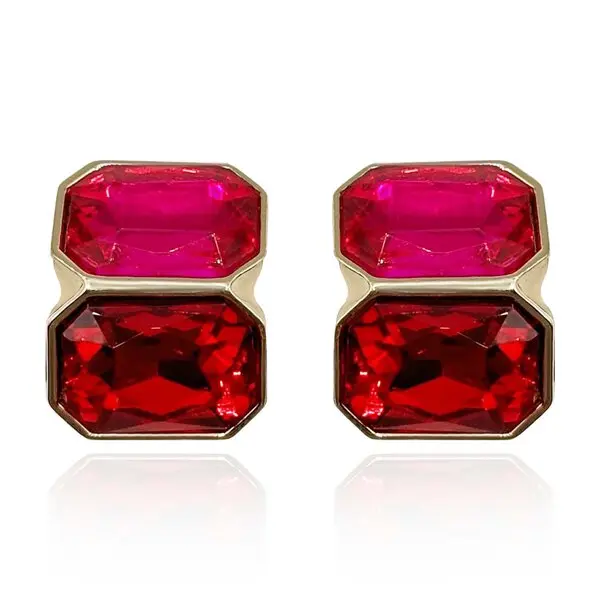 MICHAEL NASH JEWELRY Clara Fuschia And Ruby Double Stone Clip Earrings - Red
