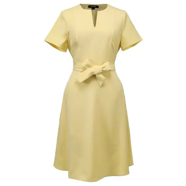 SMART AND JOY Belted Tailor Dress - Yellow