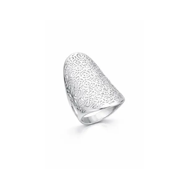 GOLD & HONEY Longline Floral Ring - Silver