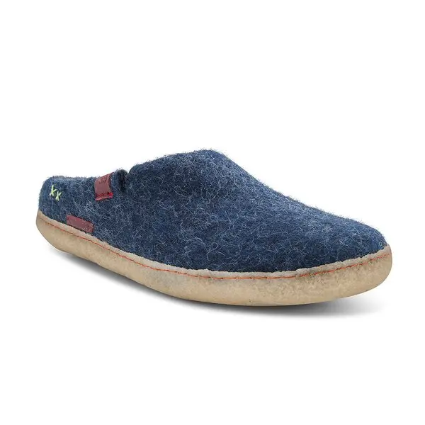 BETTERFELT Classic Slipper Navy With Natural Crepe Rubber Sole - Blue