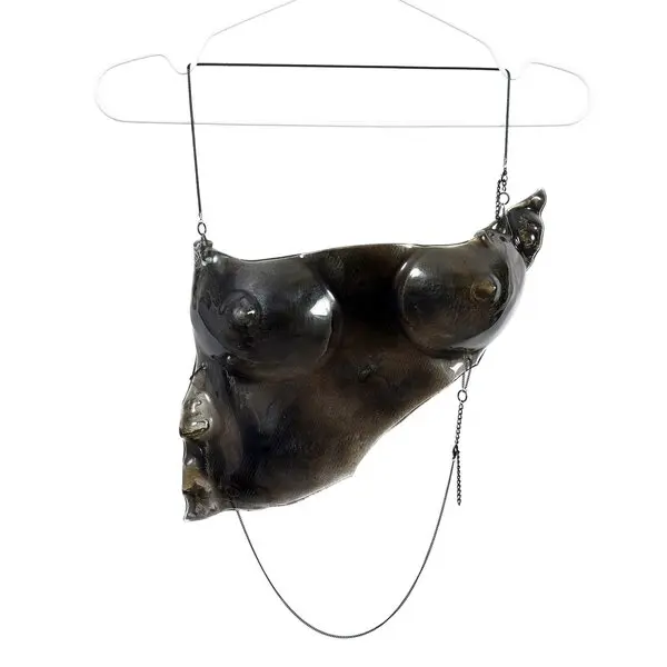 LAURA DAILI Black / Silver Glass Corset Sculpture – Wearable Art - Black/silver