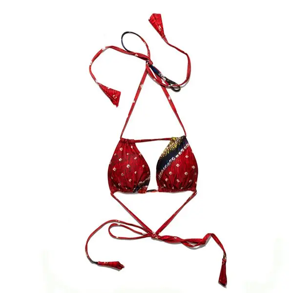 O NIKI Fire Triangle Printed Bikini Top - Red