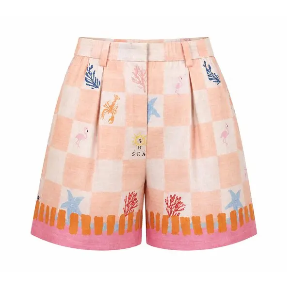 Loveist Store Angel Linen Blend Pleated Shorts