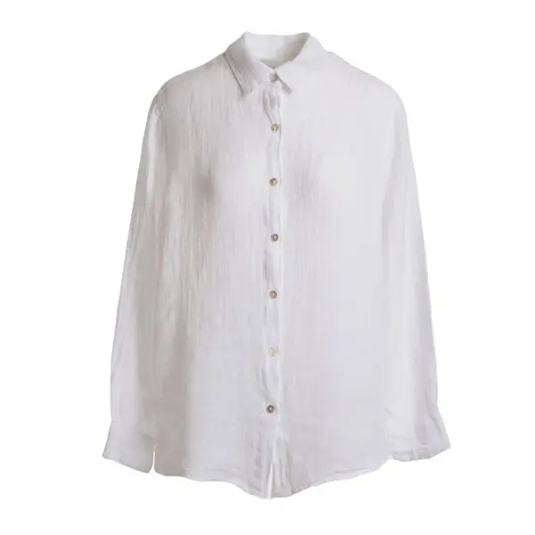 Haris Cotton Linen Gauze Shirt - White