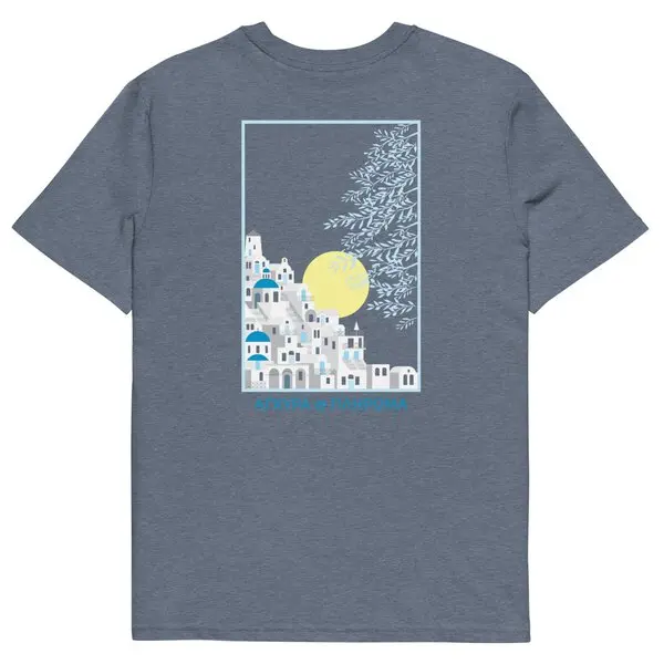 ANCHOR & CREW Heather Santorini Landmark Organic Cotton T-shirt - Blue