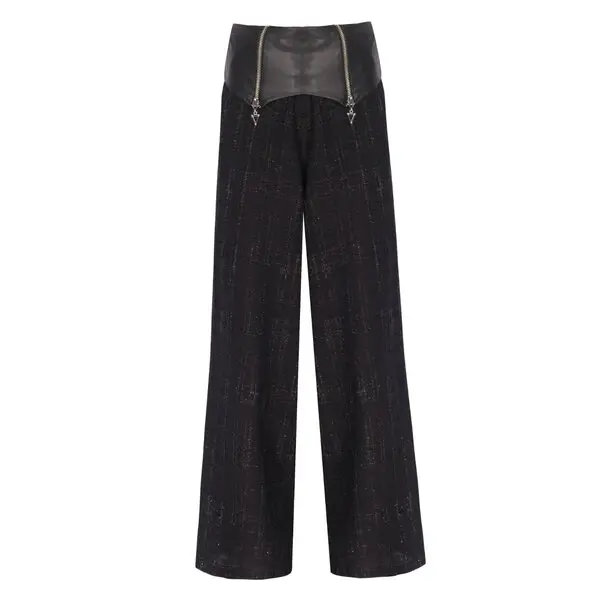 MIRIMALIST Vega Tweed Maxi Pants - Black