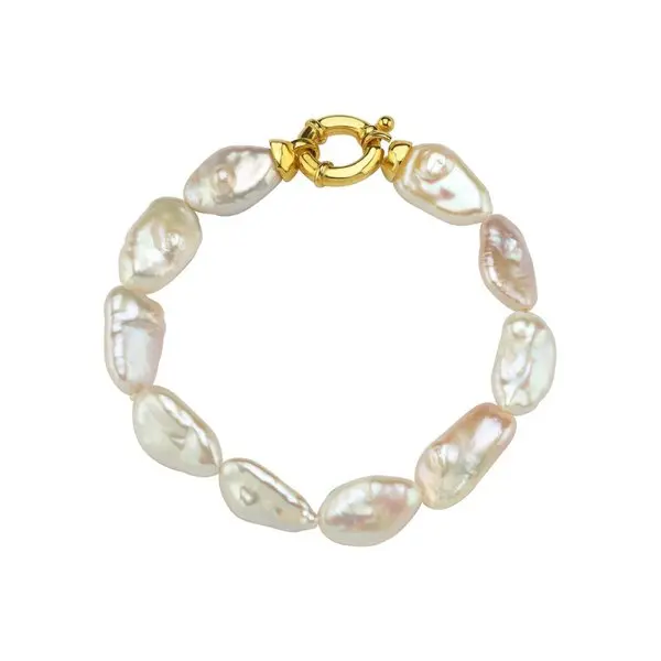 LINYA JEWELLERY Natural Baroque Pearl Bracelet - Gold