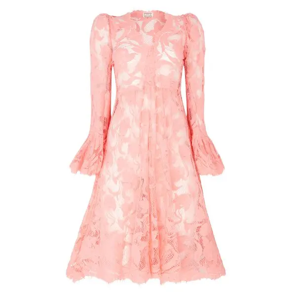 LISA THE LABEL Magnolia Lace Dress With Silk Slip Lining - Pink