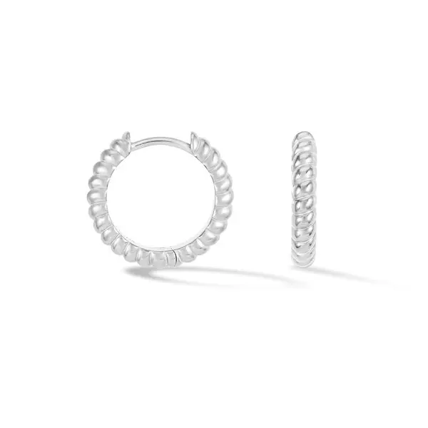 DOWER & HALL Twist Huggie Hoops - Silver