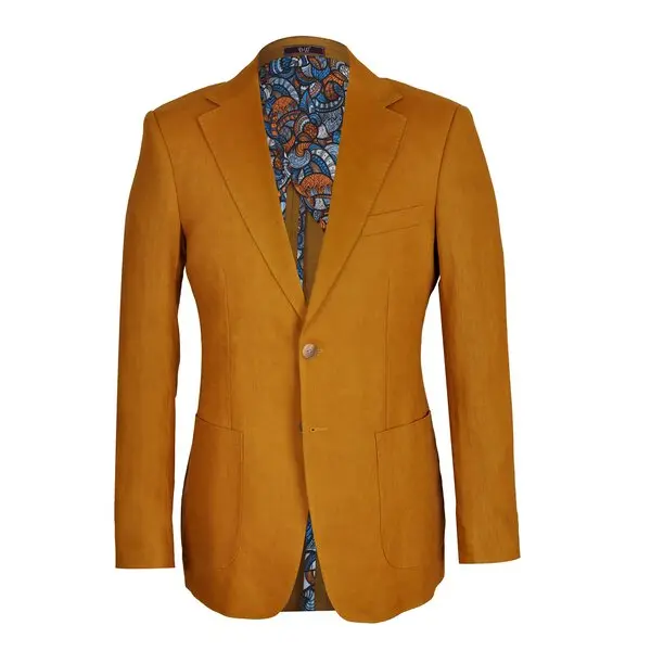 DAVID WEJ Hugo Linen Single Breasted Blazer Mustard - Yellow