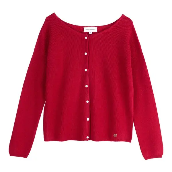 BEL CASHMERE Camille Cashmere Cardigan In Burgundy - Red