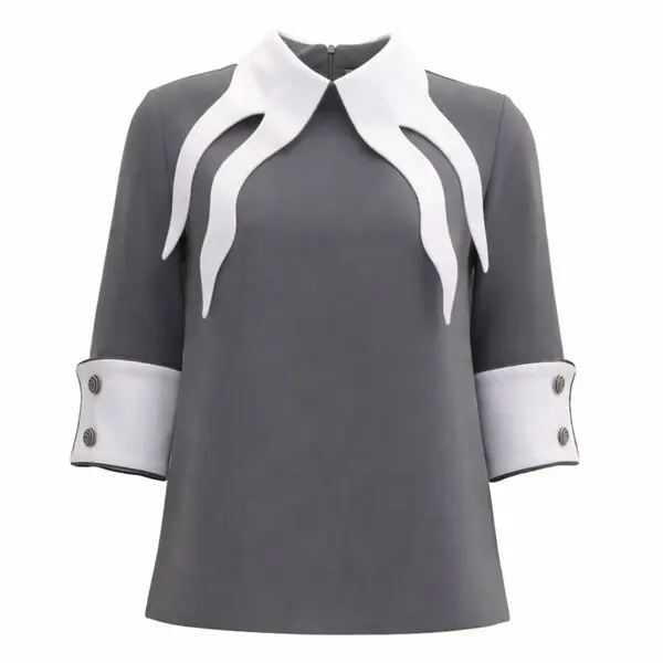 JULIA ALLERT Semi-formal Blouse With Double Contrasting Details - Grey
