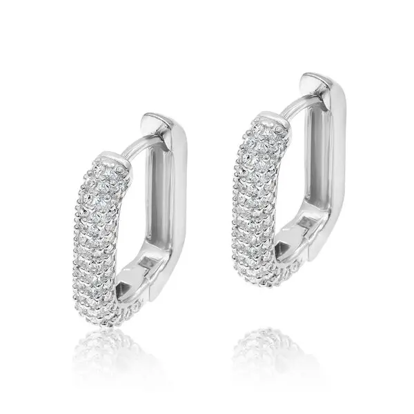 SHYMI Pave Box Domed Mini Hoops - Silver