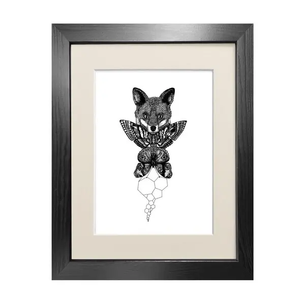 EMILY CARTER The Fox' Fine Art Print A4 - Black