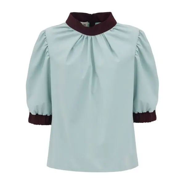 JULIA ALLERT Textured Short Sleeve Blouse Light - Blue