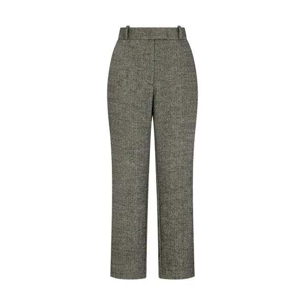LILY AND LIONEL Pandora Tapered Herringbone Print Trouser In Grey - Black
