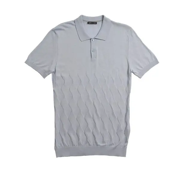 EIGHT X Argyle Solid Knit Polo Light - Blue
