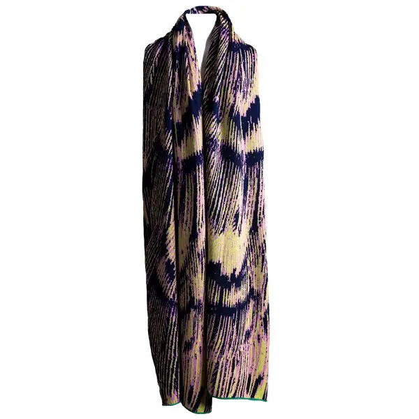ESSIEN & EMRE Aureus Merino Wool Knitted Pattern Scarf Navy - Blue