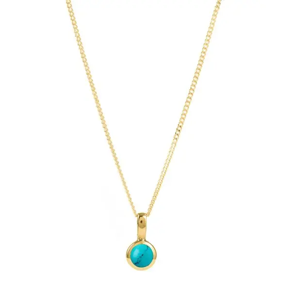 CHARLOTTE'S WEB JEWELLERY December Birthstone Charm Necklace Turquoise - Gold