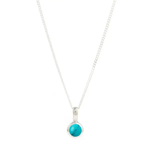 CHARLOTTE'S WEB JEWELLERY December Birthstone Charm Necklace Turquoise - Silver