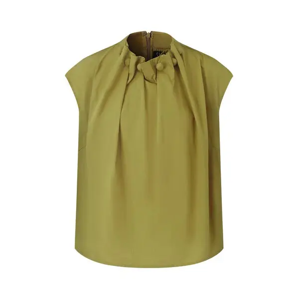 SMART AND JOY Blouse Ample À Manches Bouffantes En Coton Vert - Green