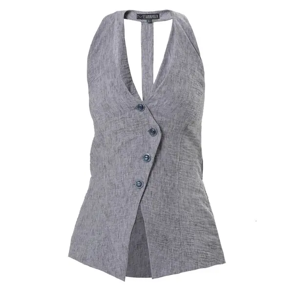 METAMORPHOZA Sleeveless Linen Top - Grey
