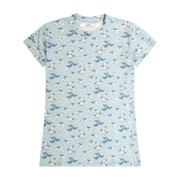 CLOUD HAVEN Fitted Signature Print Tee In Daisy - Blue