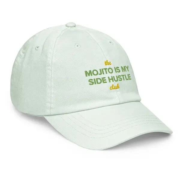 ANCHOR & CREW Pastel Mint Mojito Is My Side Hustle Club Chino Embroidered Cap - Green