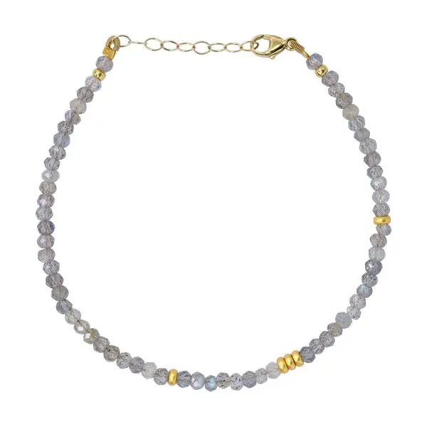 BOMBYX HOUSE Gold / Grey Labradorite Gold Bead Bracelet - Gold/grey