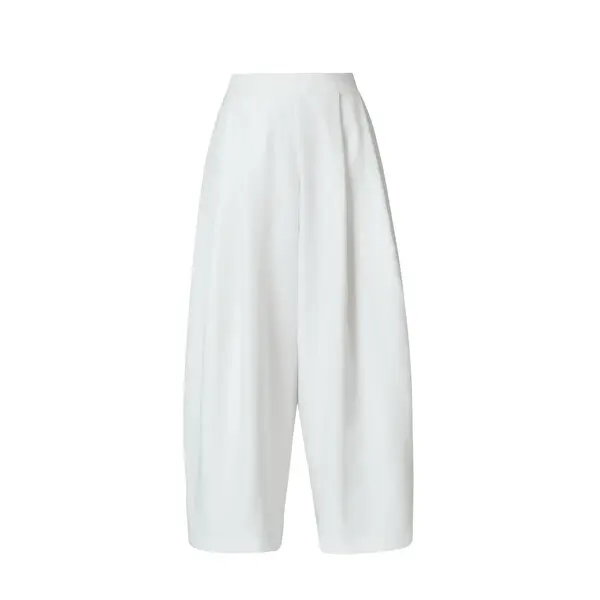 LIA ARAM Wrap-around Cotton-blend Trousers - White