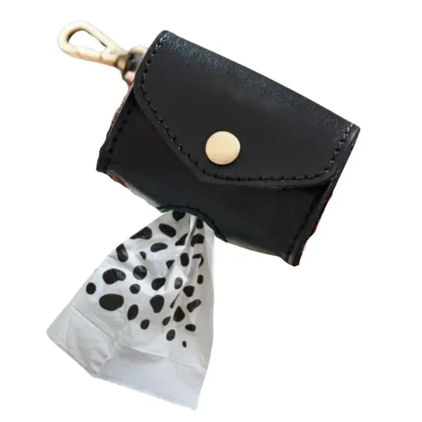 VIDA VIDA Leather Dog Poop Waste Bag Holder - Black