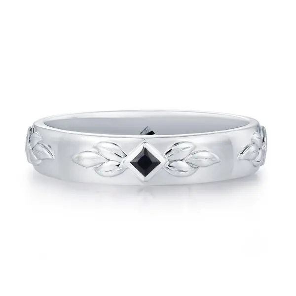 AZURA JEWELRY NEW YORK Shadow Leaf Ring White Gold Vermeil - Silver