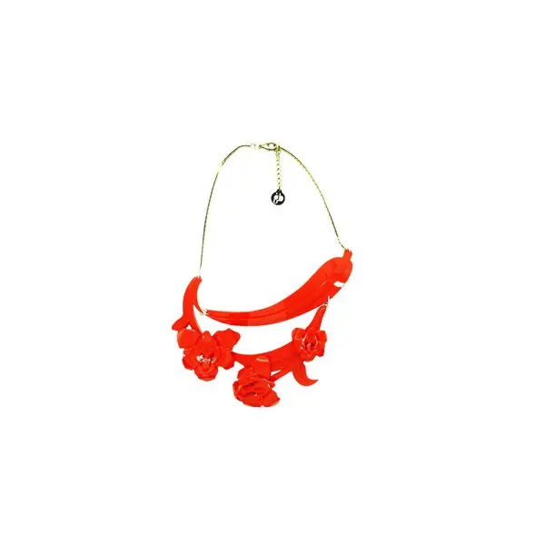 GISSA BICALHO Acrylic Handmade Necklace Orchid - Red