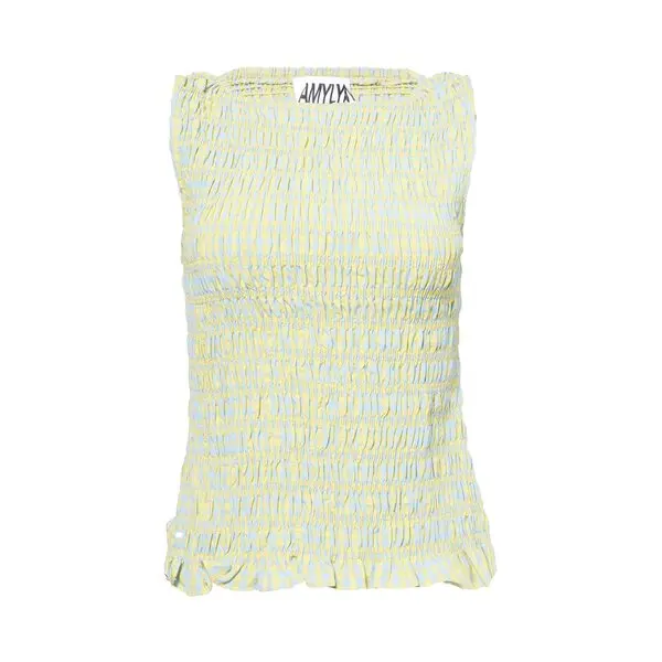 AMY LYNN Blue / Yellow Sonya Pure Cotton Yellow Blue Check Top - Blue/yellow