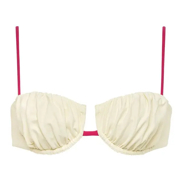 MONTCE Neutrals Cream Raspberry Binded Petal Bikini Top - White
