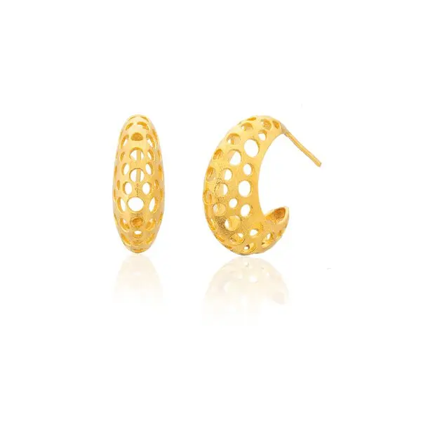 MILOU JEWELRY Perforated Hoop Earrings - Gold